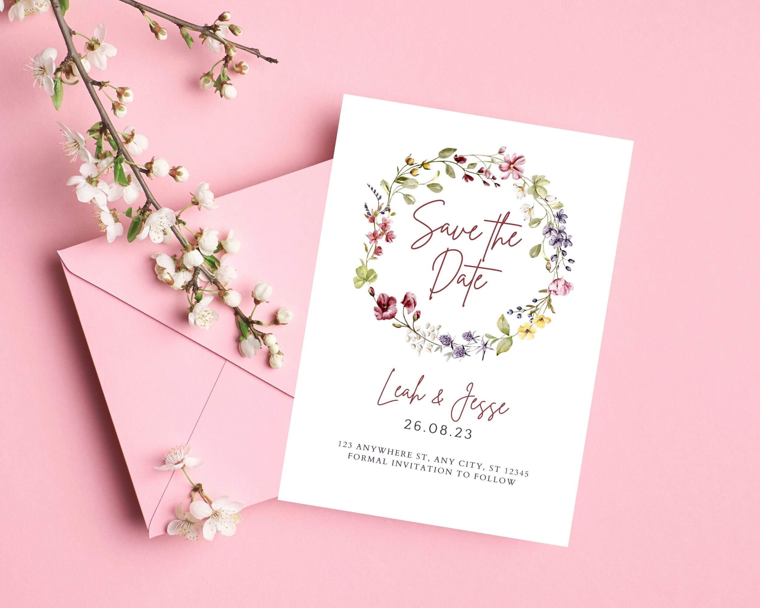 Wildflower Save the Date Template, Spring Save the Date Digital ...