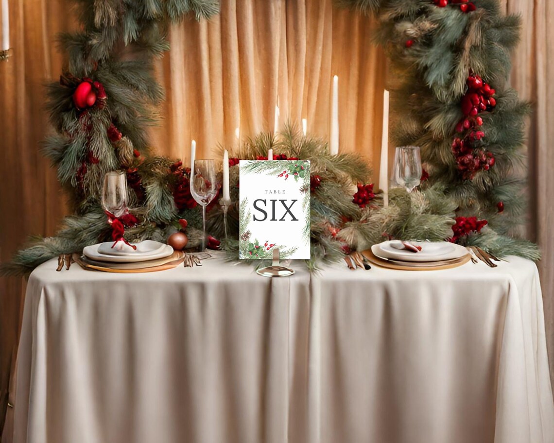 Christmas Table Number Card Christmas Wedding Table Cards - Etsy