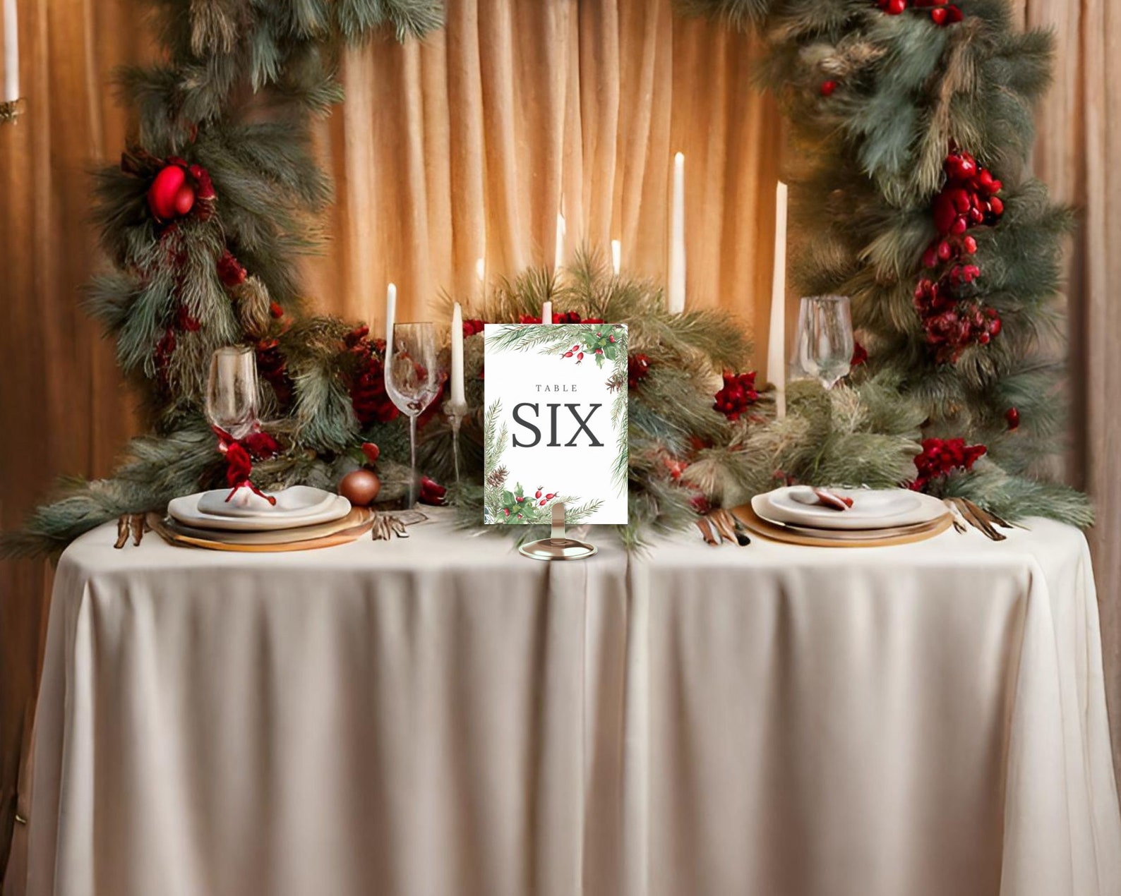 Christmas Table Number Card, Christmas Wedding Table Cards, Table ...