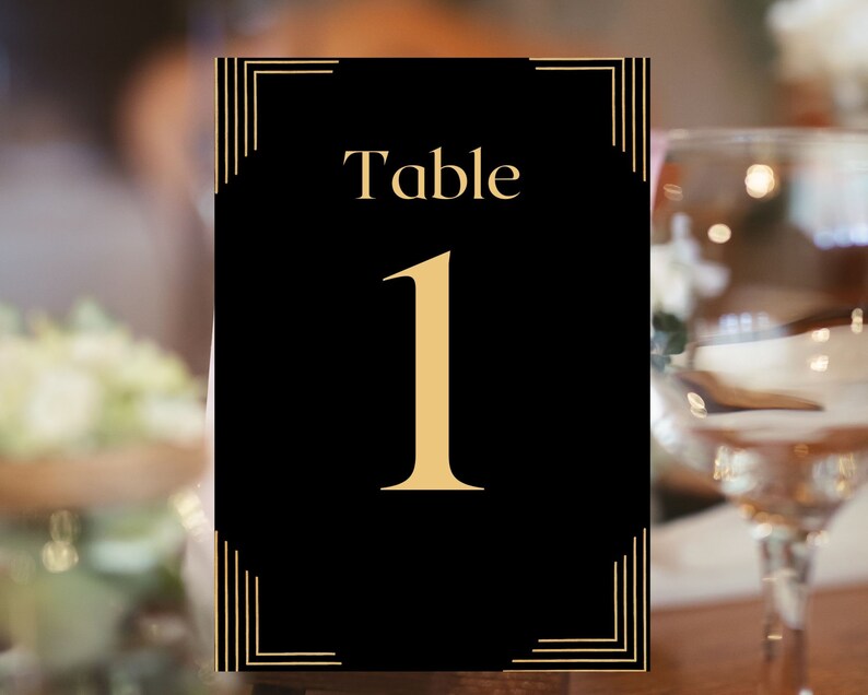 Black and Gold Reception Table Numbers, Instant Download, Printable ...