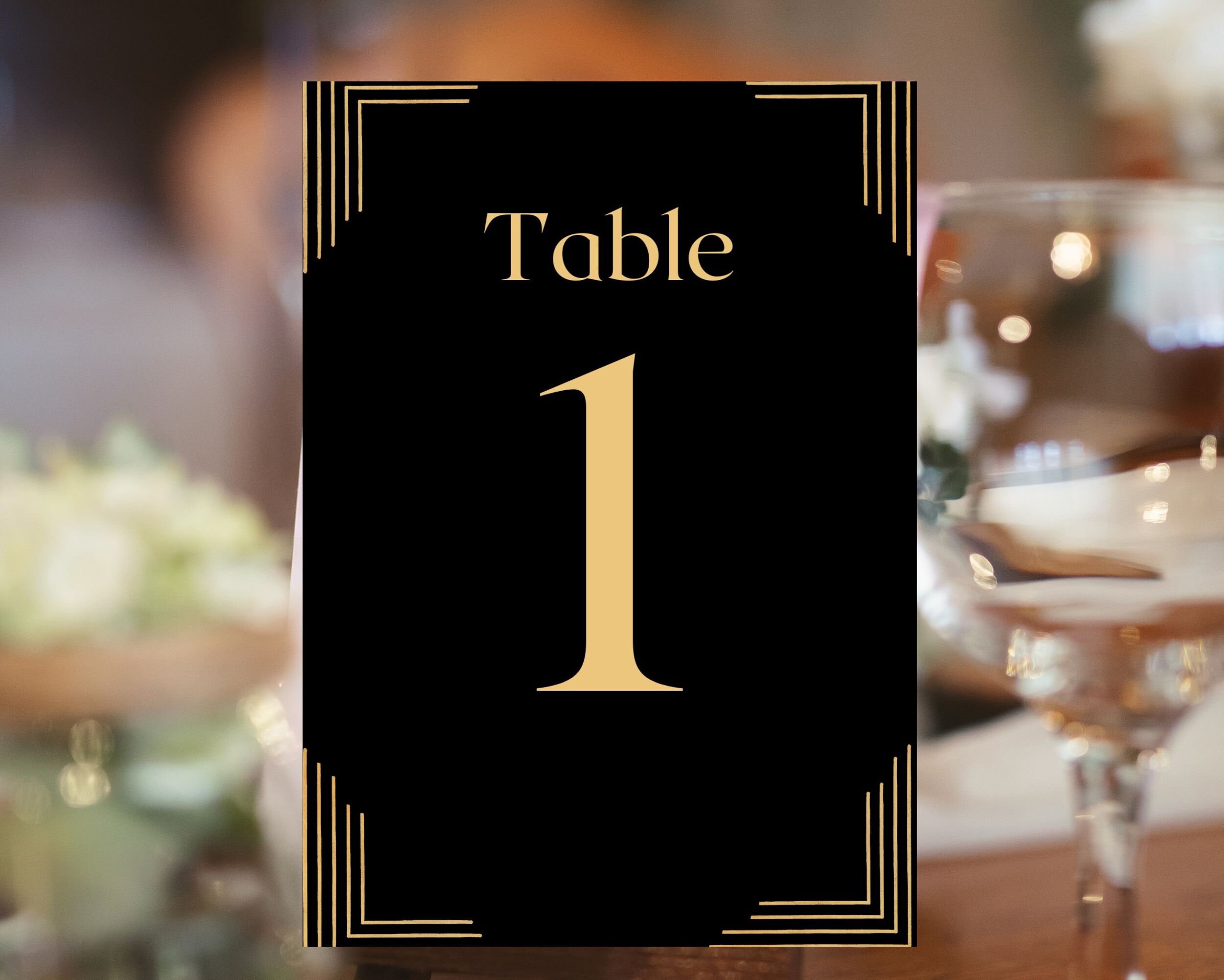 Black and Gold Reception Table Numbers, Instant Download, Printable ...