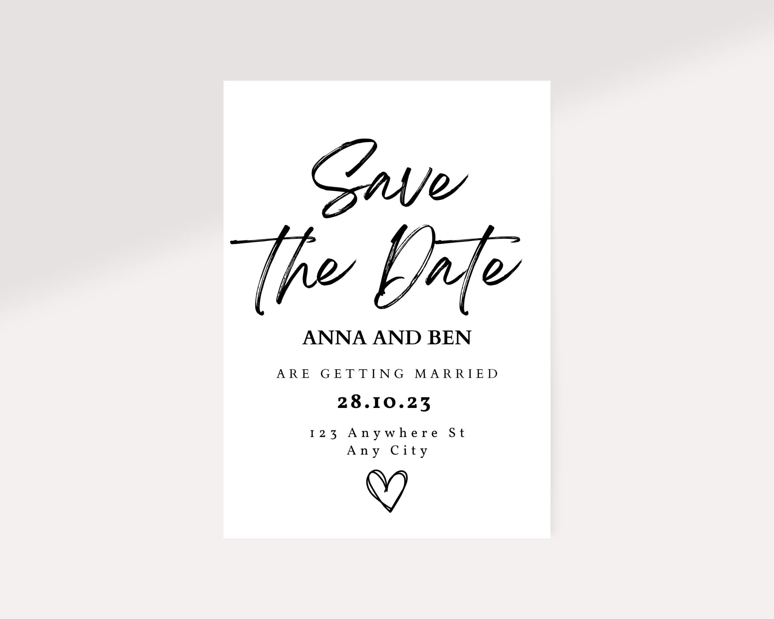 Minimalist Save the Date Card, Wedding Save the Date, Remember the Date ...