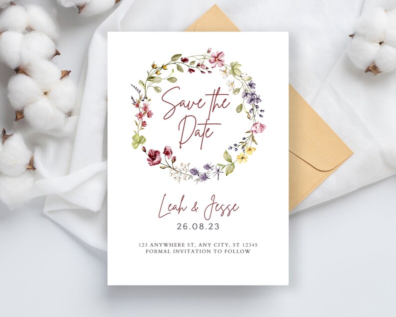Wildflower Save the Date Template, Spring Save the Date Digital ...