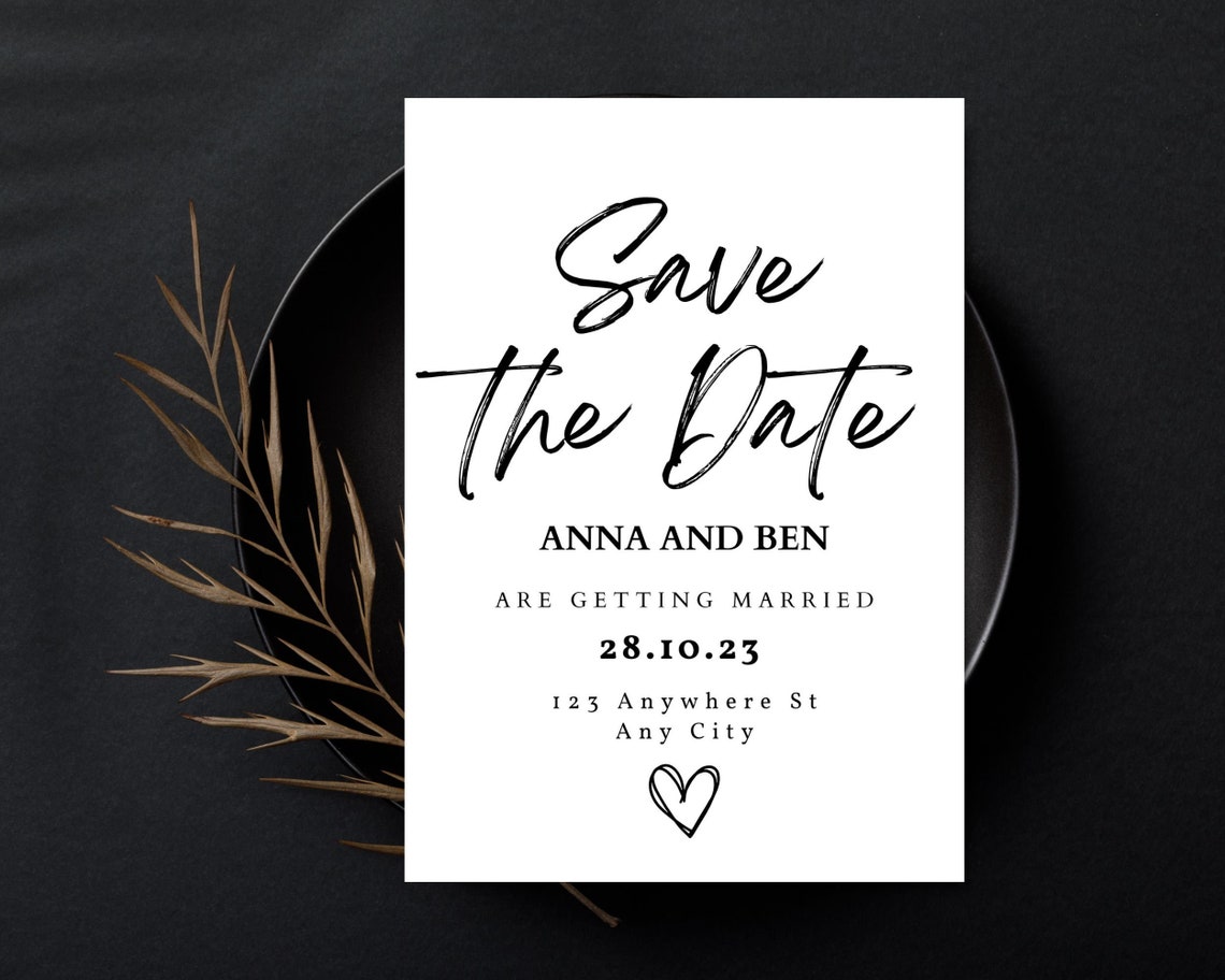 Minimalist Save the Date Card, Wedding Save the Date, Remember the Date ...