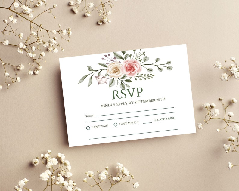 Boho Rustic Wedding Invitation Set, Country Wedding Template, Instant ...