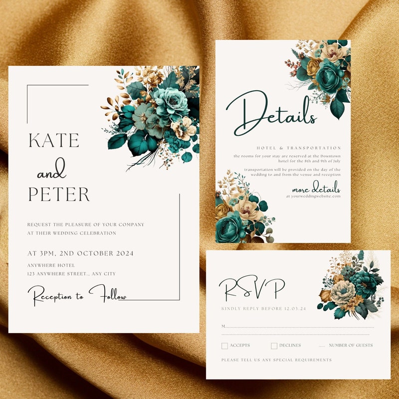 Teal Invitations - Etsy