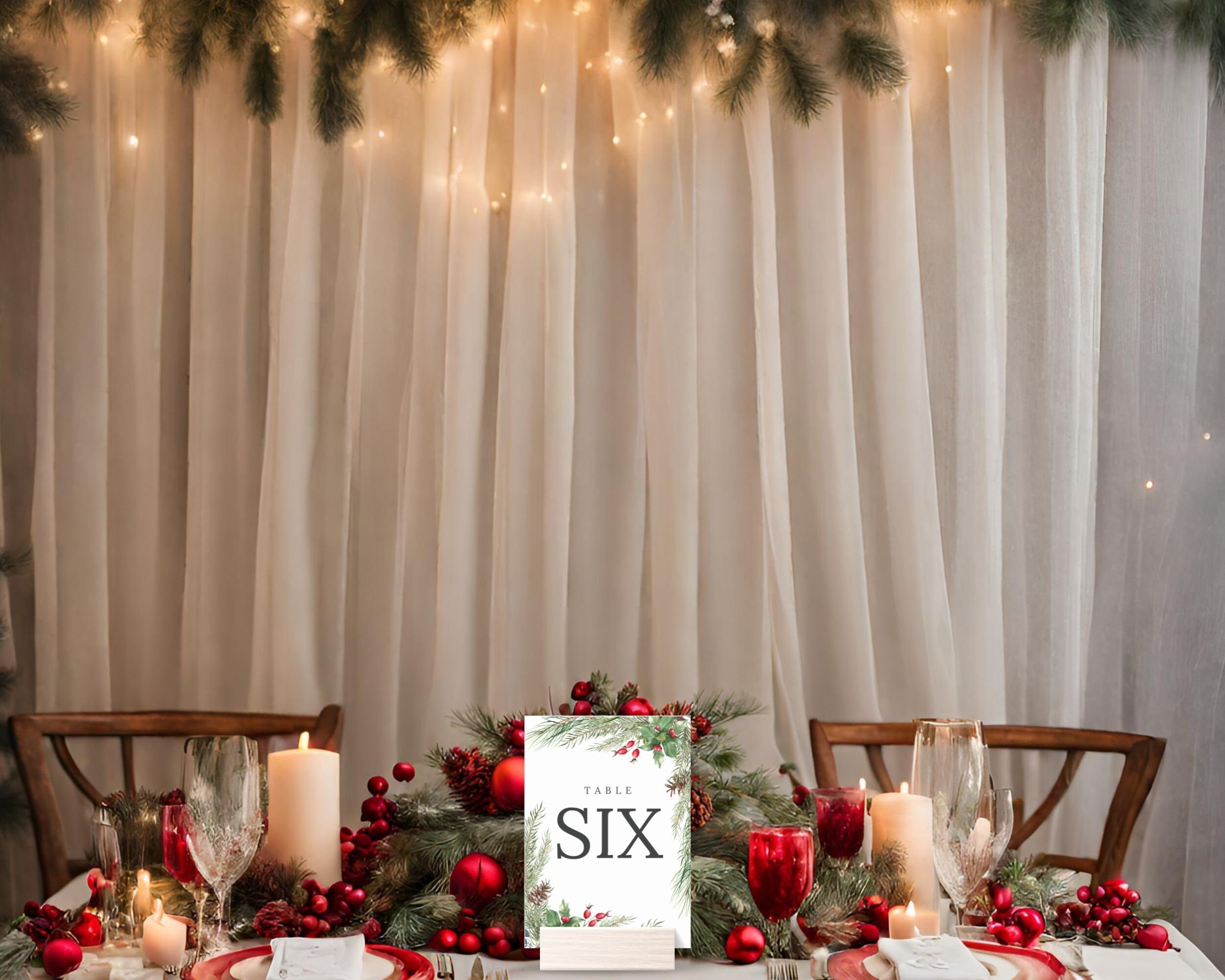 Christmas Table Number Card, Christmas Wedding Table Cards, Table ...