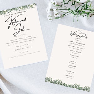 Wedding Program Template, Ceremony Program, Printable Program Instant Download, Editable ...