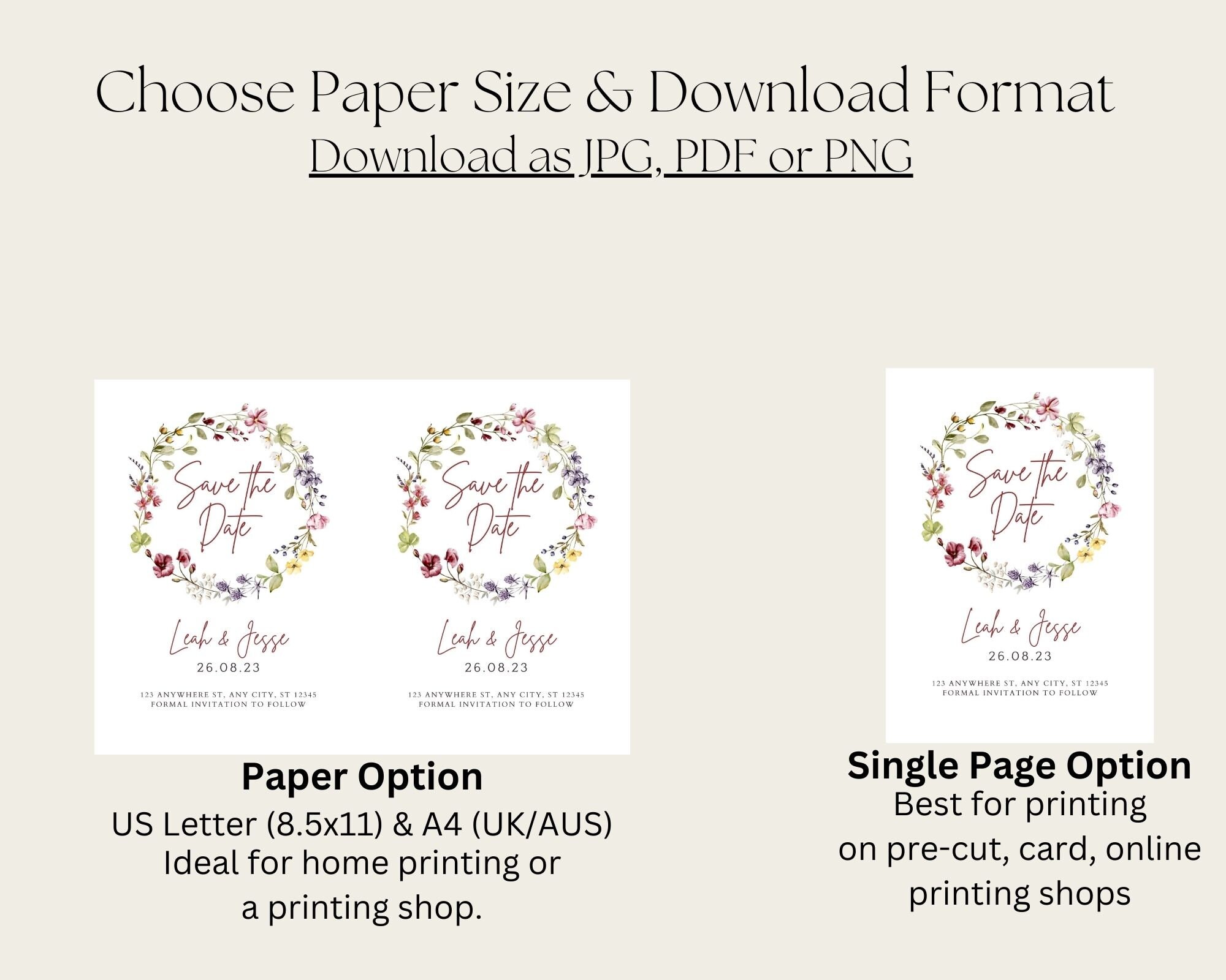 Wildflower Save the Date Template, Spring Save the Date Digital ...