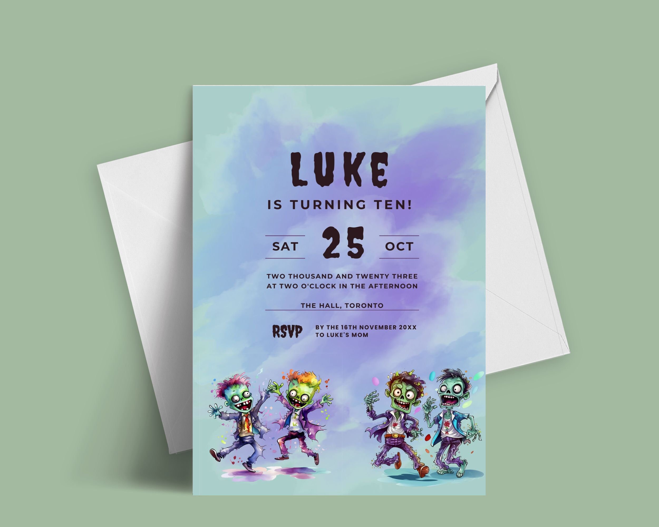 Zombie Birthday Party Invitation, Editable Zombie Invitation Template ...