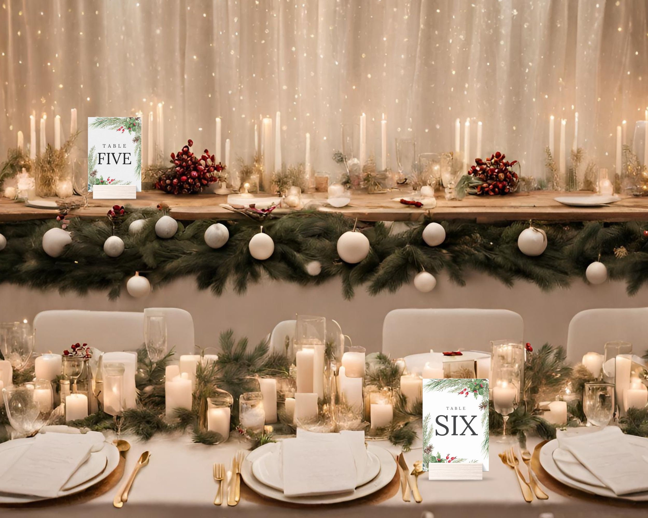 Christmas Table Number Card, Christmas Wedding Table Cards, Table ...