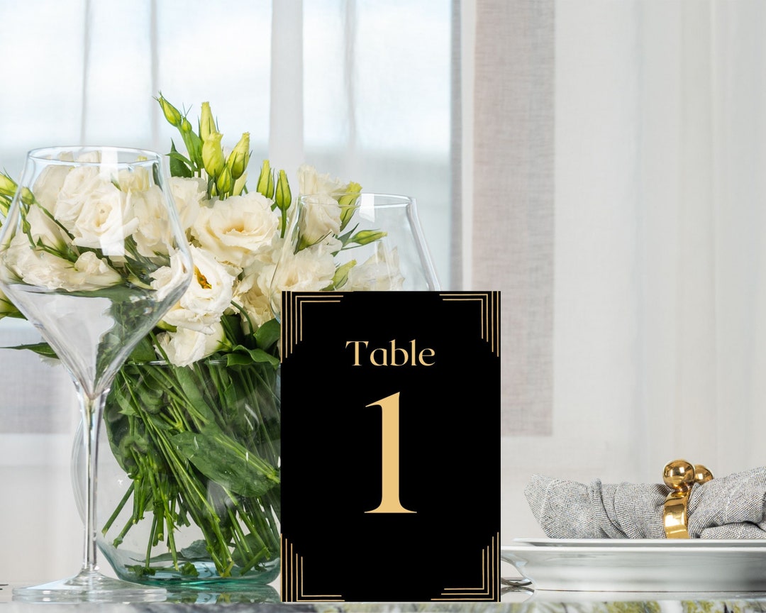 Black and Gold Reception Table Numbers, Instant Download, Printable ...