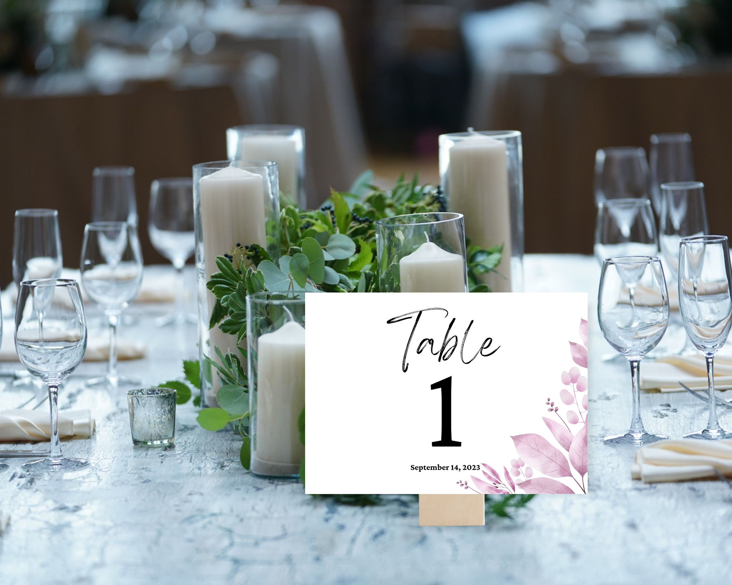 Purple Floral Table Sign, Modern Wedding Sign Printable, Wedding Table ...