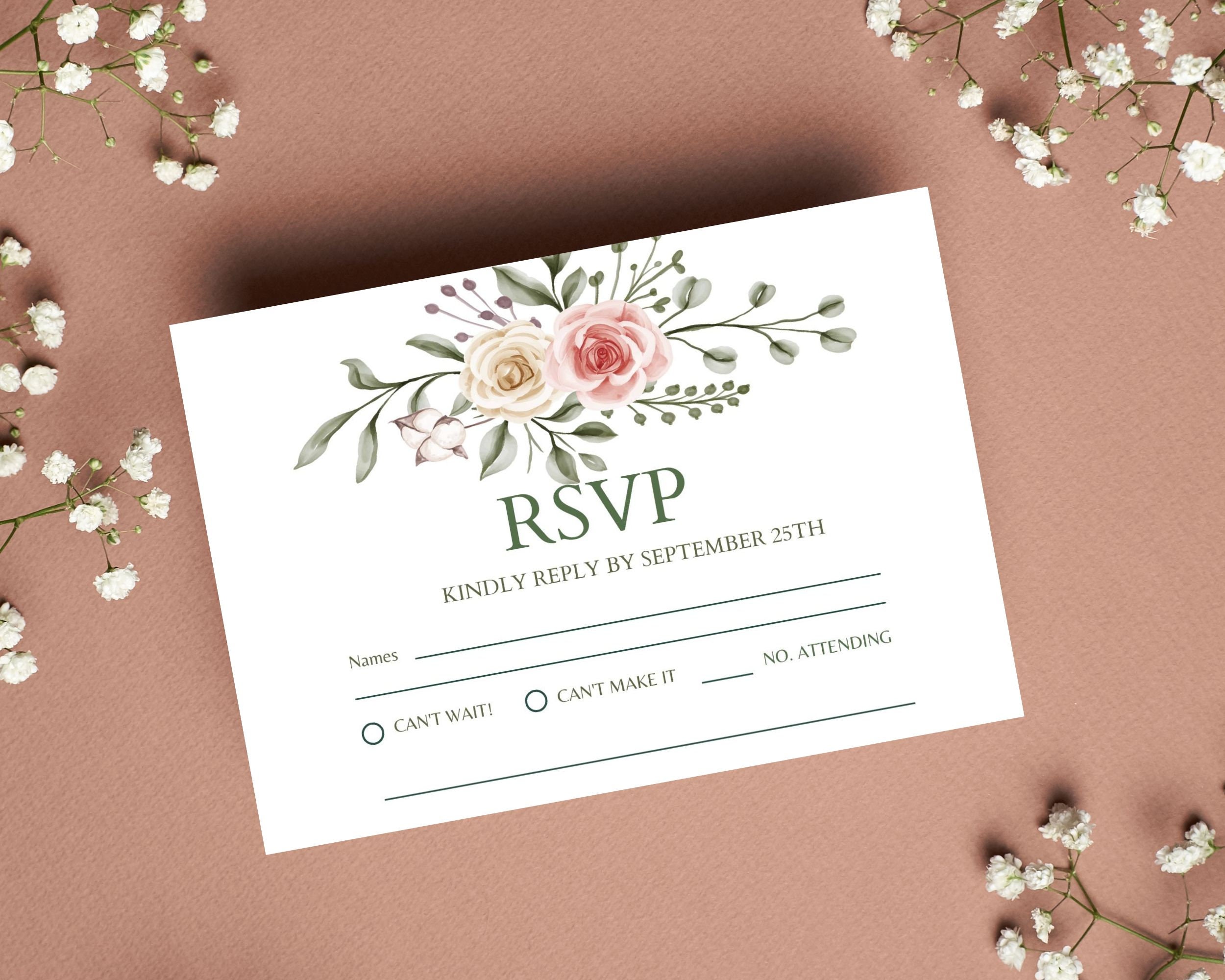 Boho Rustic Wedding Invitation Set, Country Wedding Template, Instant ...