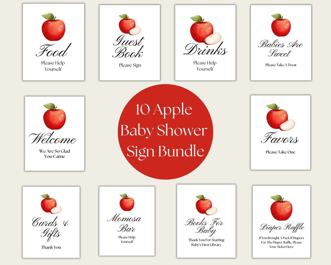 Printable Apple Theme Baby Shower Decor, Editable Template, Instant ...