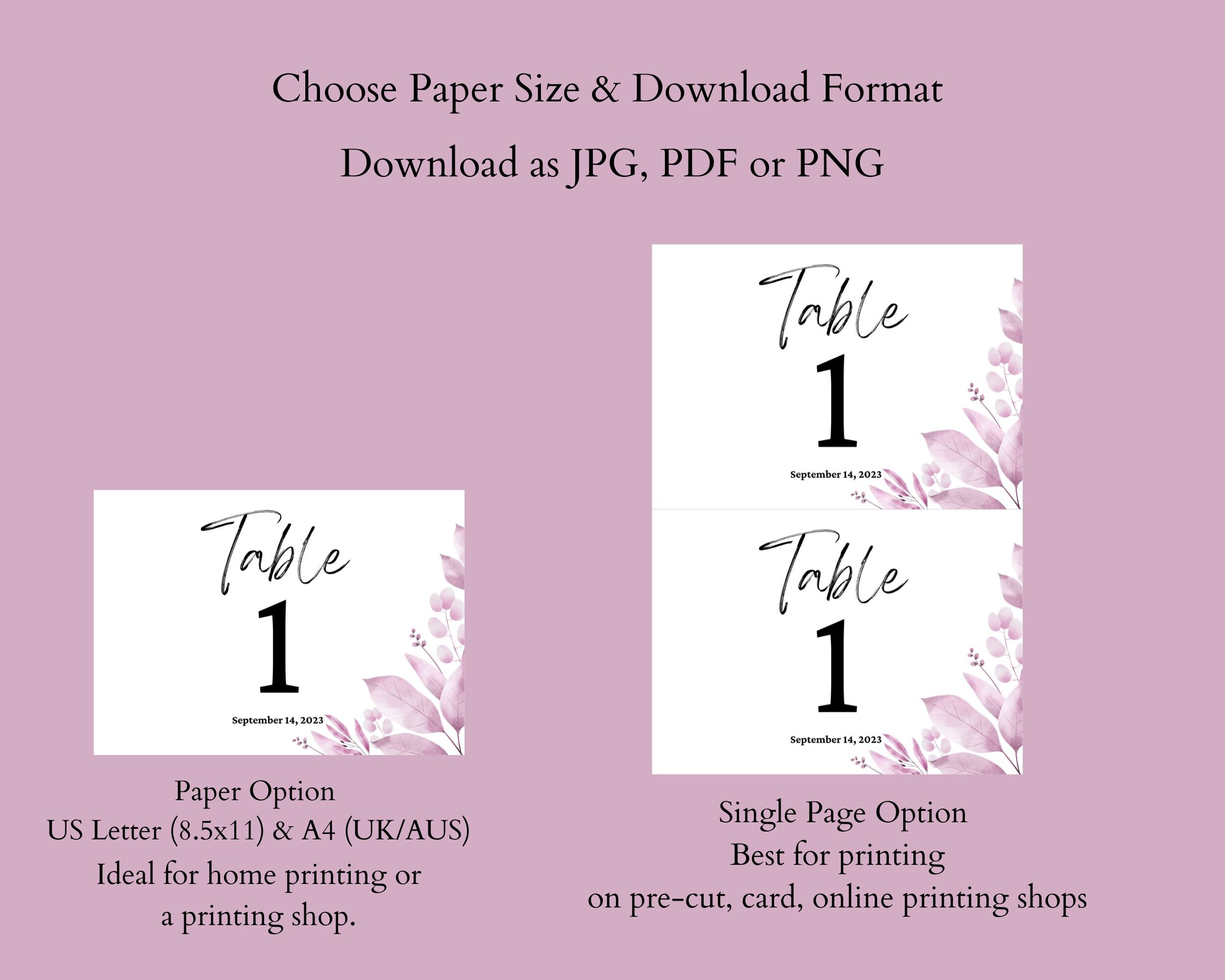 Purple Floral Table Sign, Modern Wedding Sign Printable, Wedding Table ...