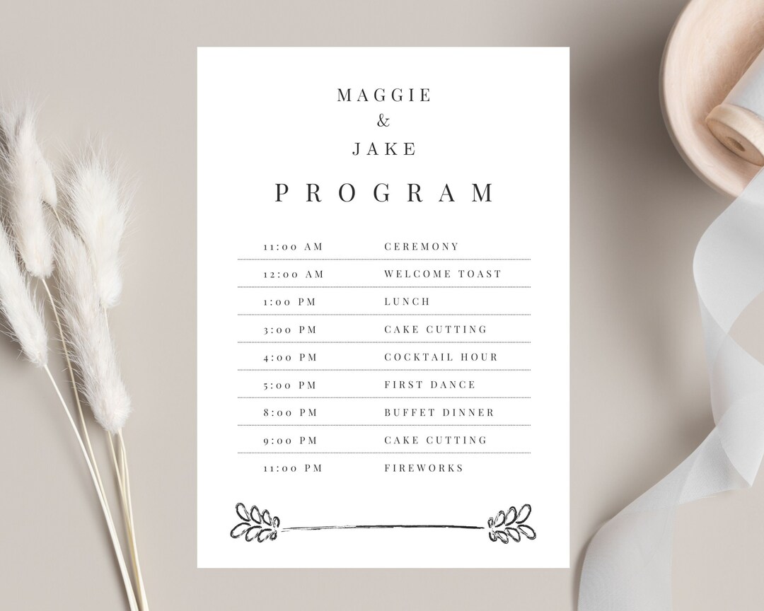 Wedding Day Details Template, Wedding Day Timeline, Party Itinerary ...