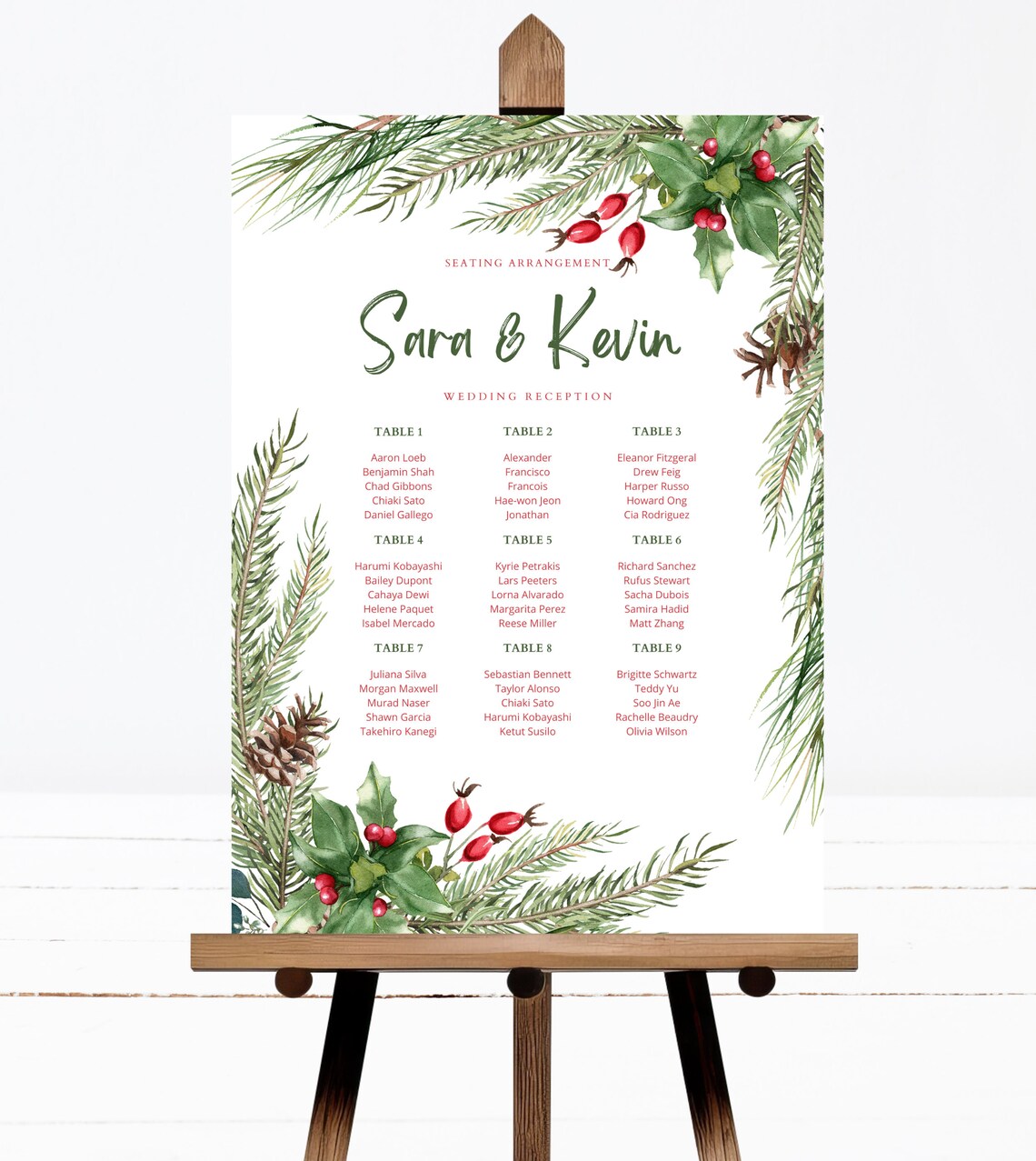 Christmas Wedding Seating Sign, Seating Chart Plan Poster, Holiday ...