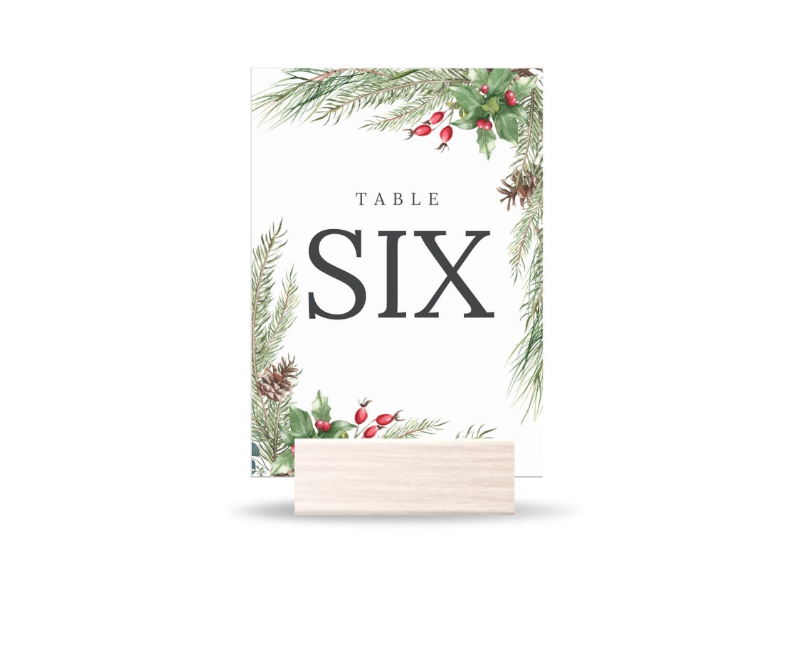 Christmas Table Number Card Christmas Wedding Table Cards - Etsy