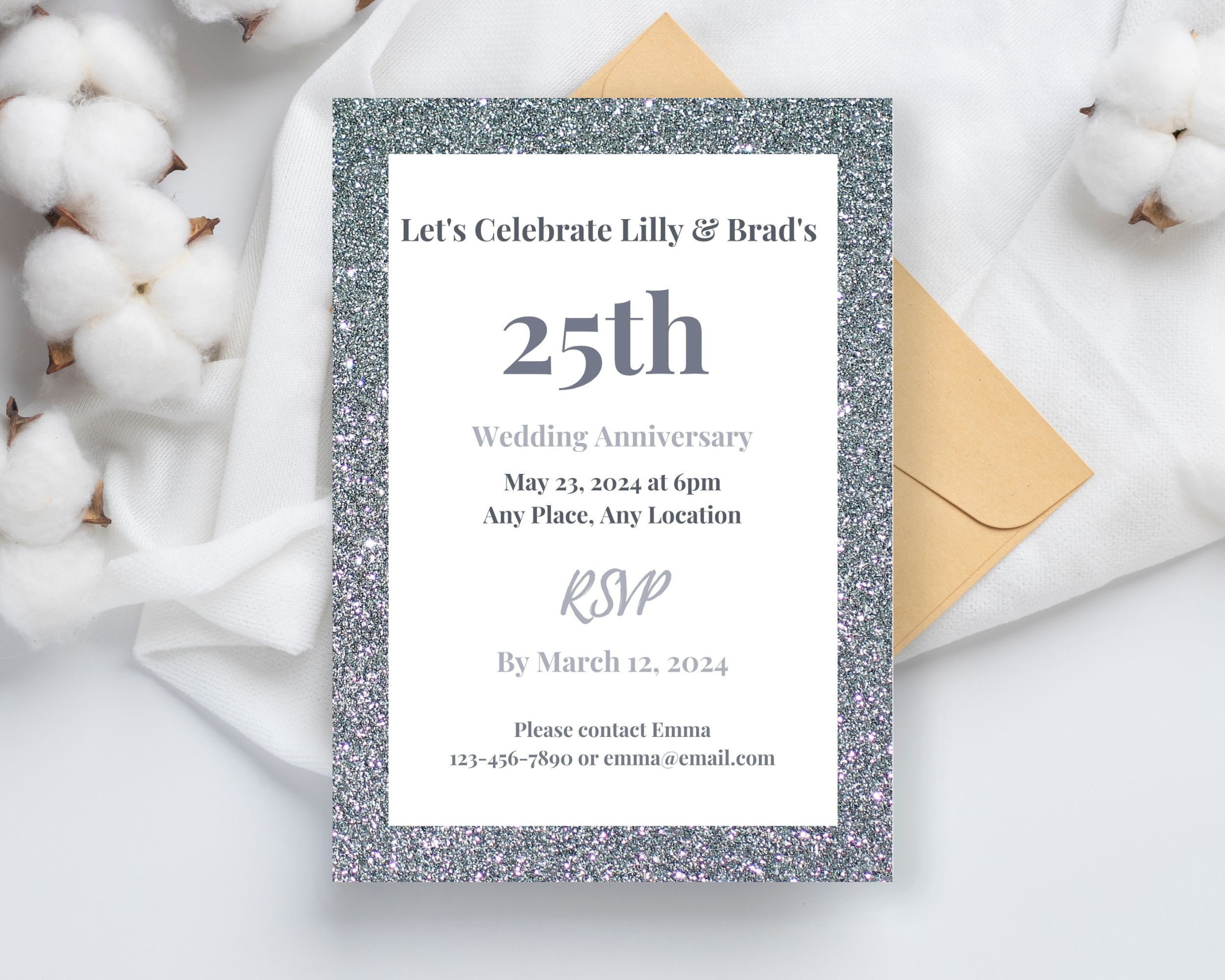Blank Printable 25th Anniversary Invitations