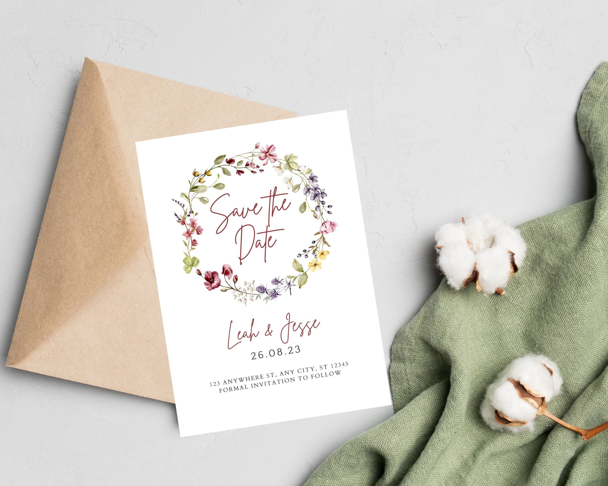 Wildflower Save the Date Template, Spring Save the Date Digital ...