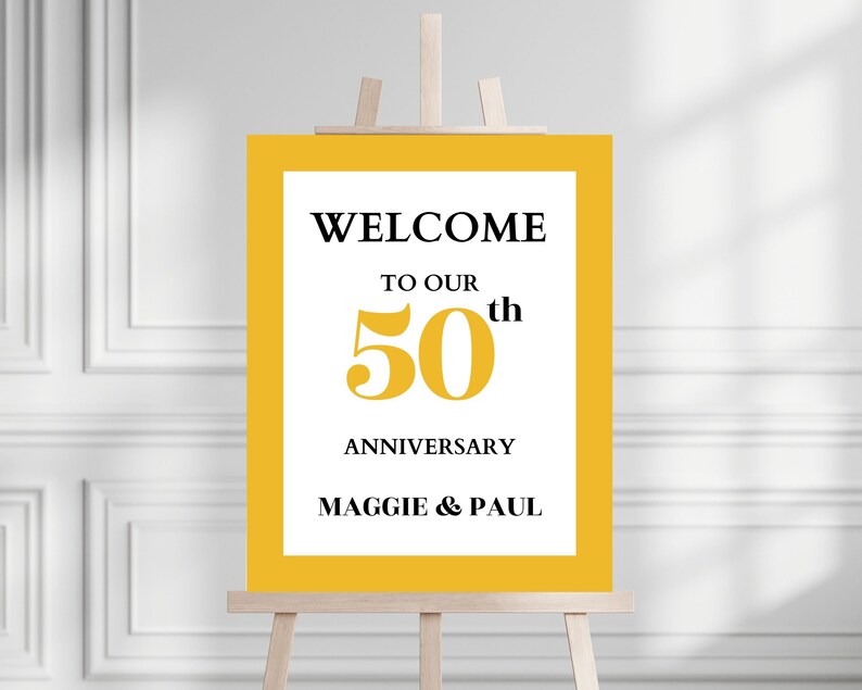 50th Anniversary Welcome Sign, Welcome Sign Poster, Golden Anniversary ...