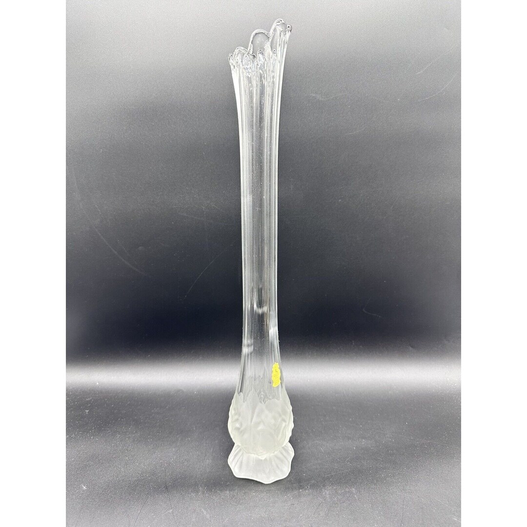 Imperlux Crystal Clear Swung Stretch Vase Frosted Opaque Roses 20in ...