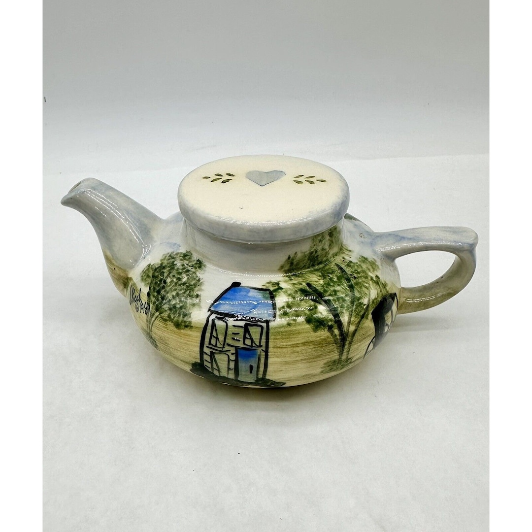 Vintage 1988 Jeanne Koch Hand Painted Ceramic Amish Folk Art Tea Pot ...