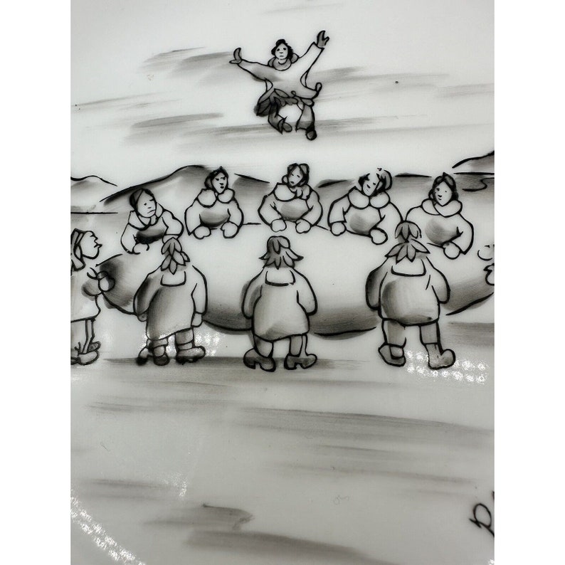 Vintage Eskimo Inuit Art Plate Blanket Toss by Robert Mayokok Signed ...