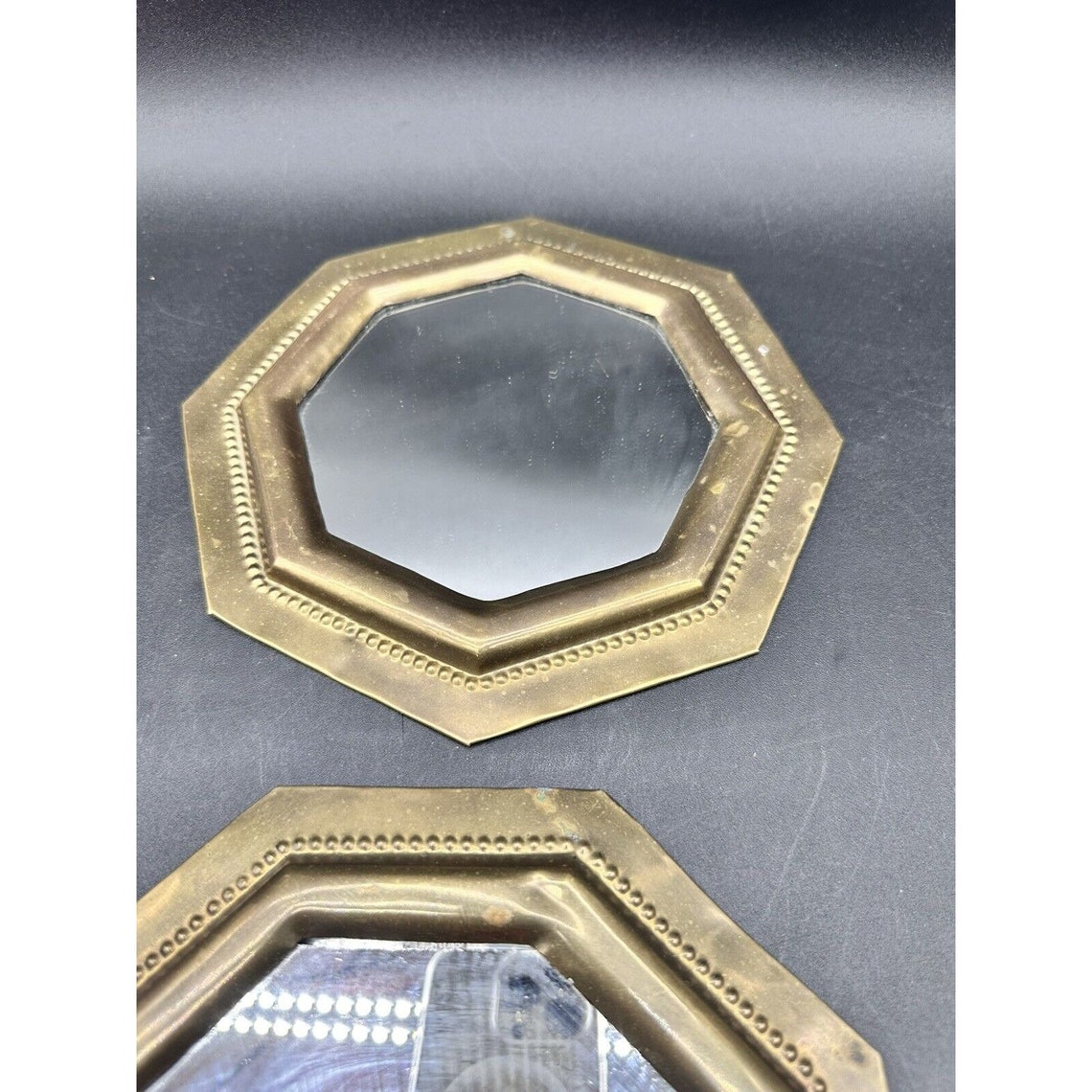 2 MCM Vintage Octagon Brass Wall Mirrors With Aluminum Back 7x7in - Etsy