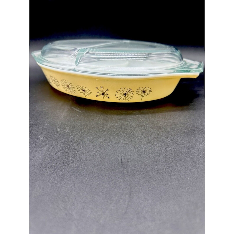 Vintage Pyrex Dandelion Duo Divided Casserole Dish 1.5qt With Lid - Etsy
