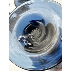 8 Vintage Libbey Connoisseur Apollo Blue Tulip Glass Wine Goblets 6.5in ...