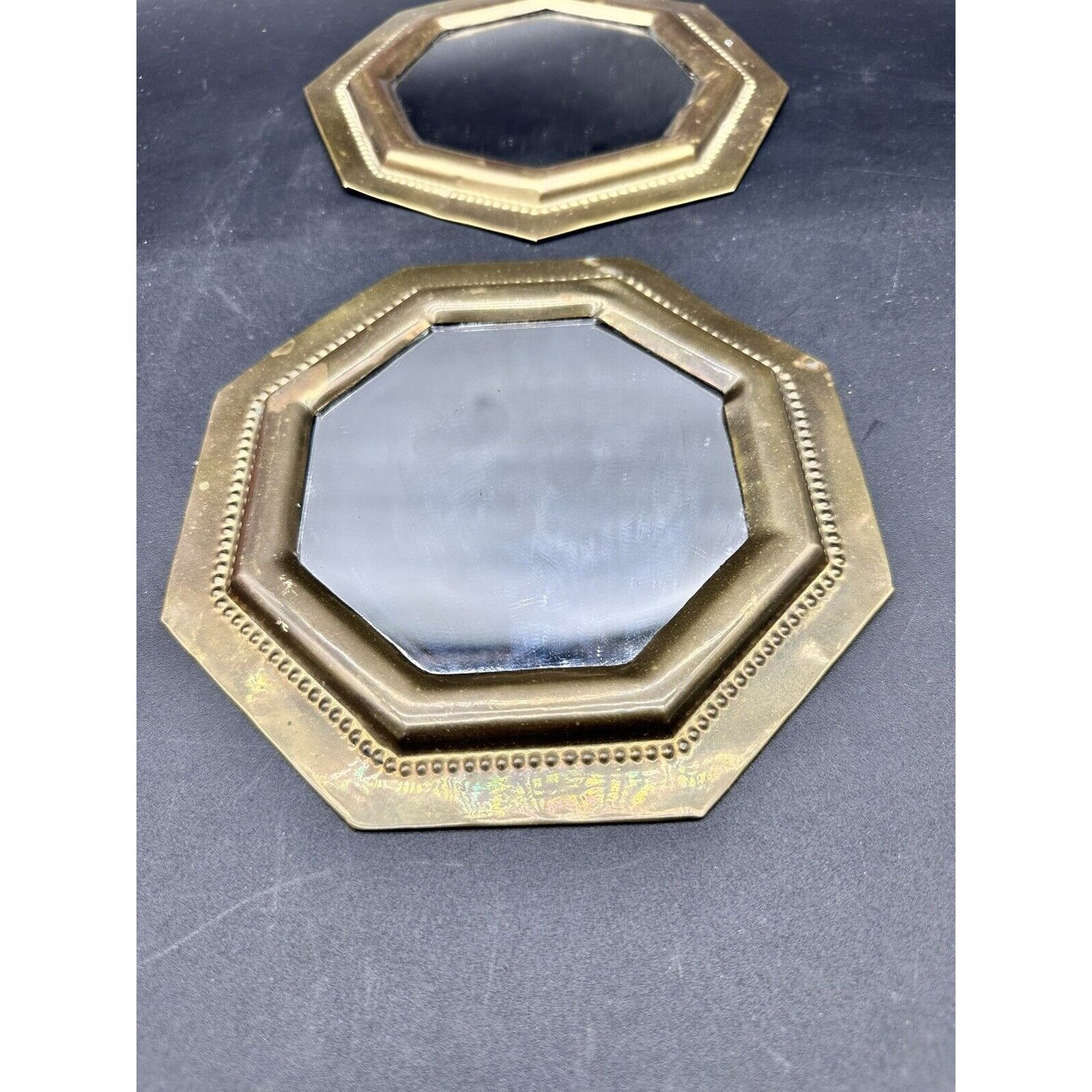 2 MCM Vintage Octagon Brass Wall Mirrors With Aluminum Back 7x7in - Etsy