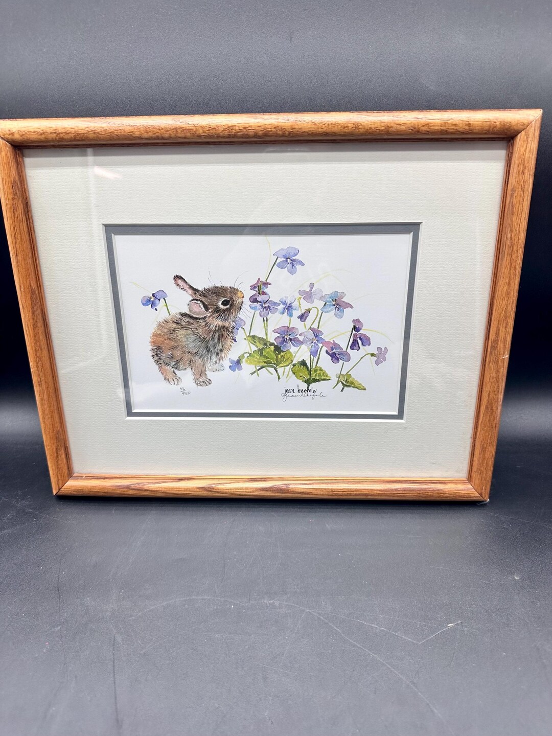 Framed Limited Edition Jean Haefele Watercolor Lithograph Spring Bunny ...