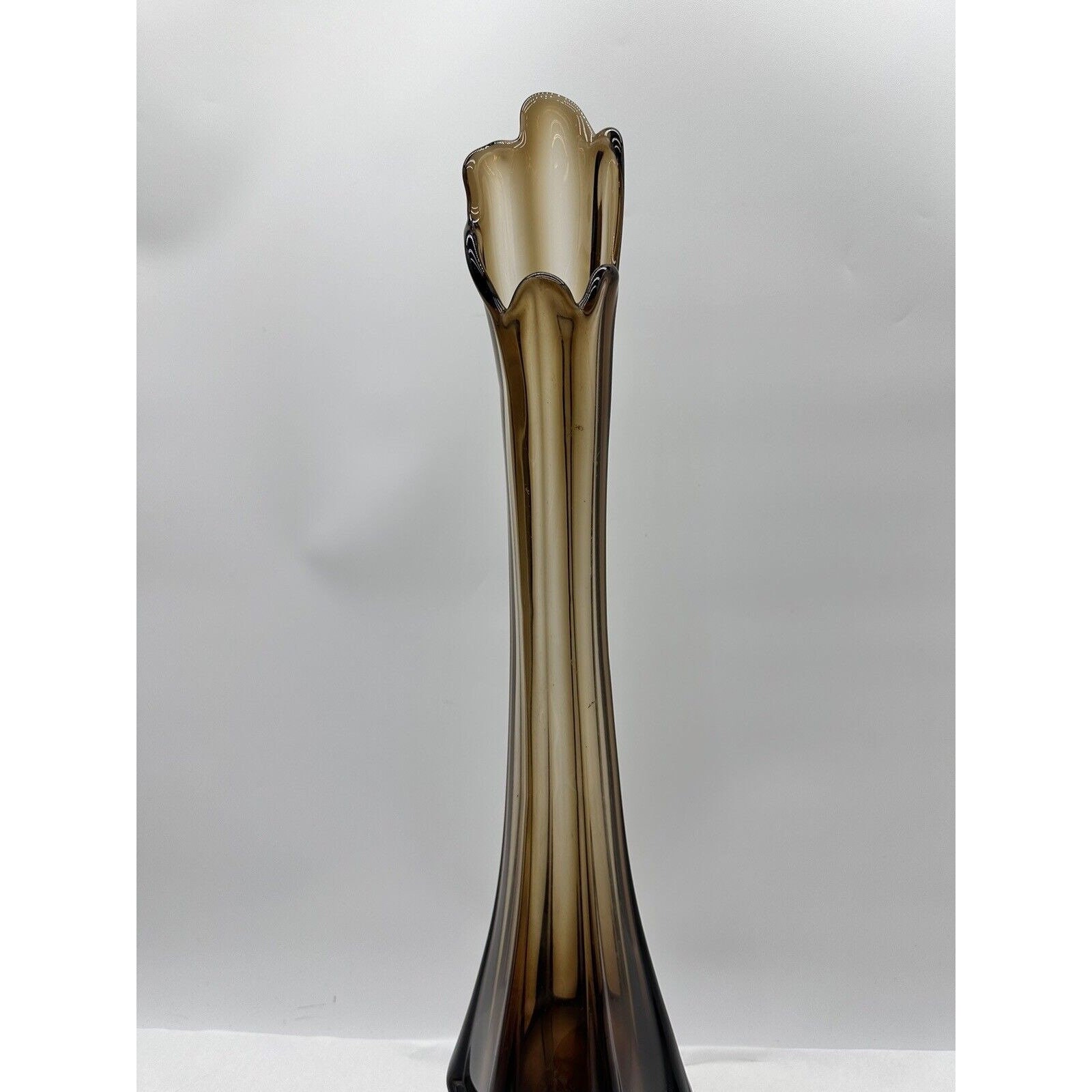 Vintage Viking Glass Swung Vase Epic Column Largest Base Dark Amber ...