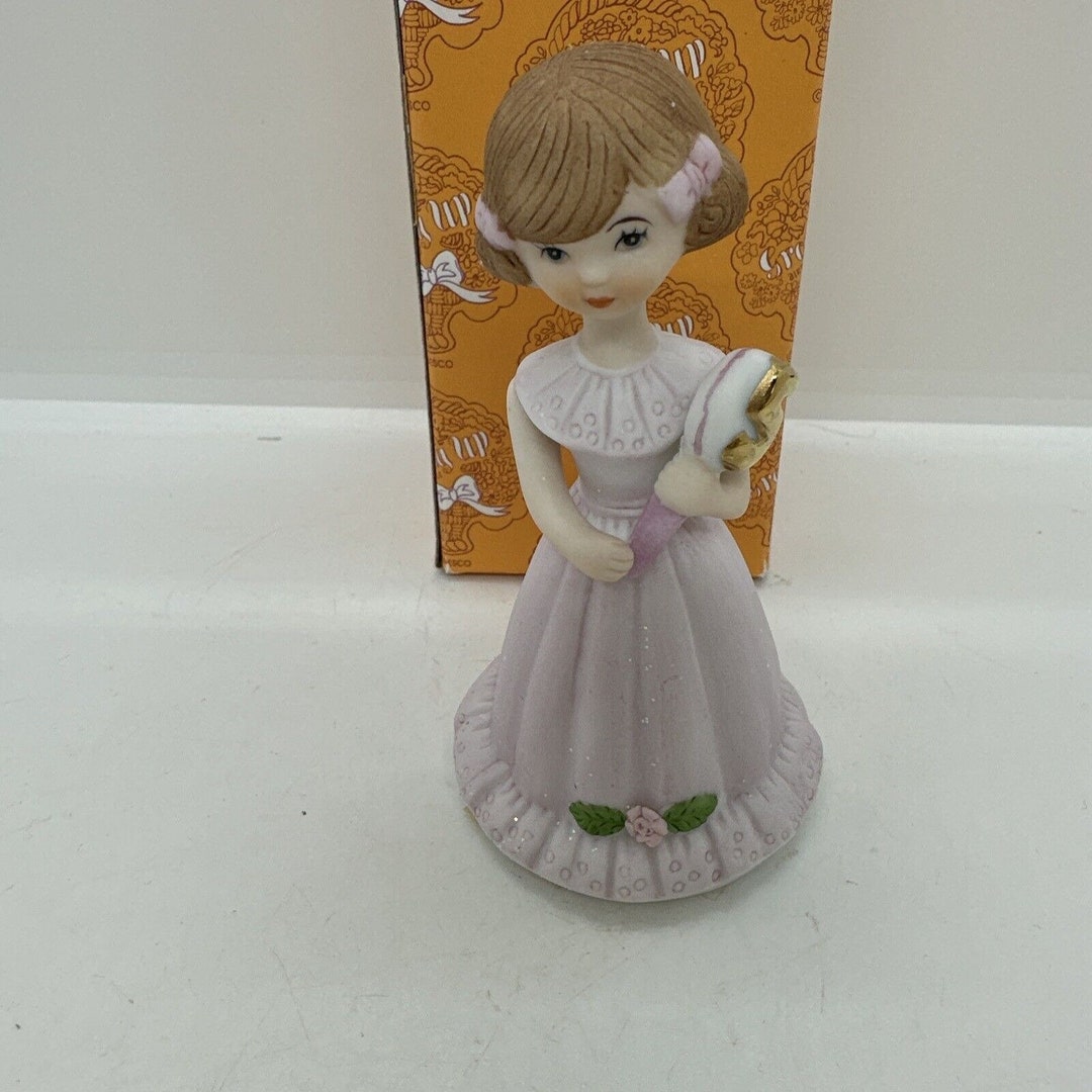 NEW 1982 Enesco Growing up Birthday Girls Figurine BRUNETTE Age 5 Cake ...