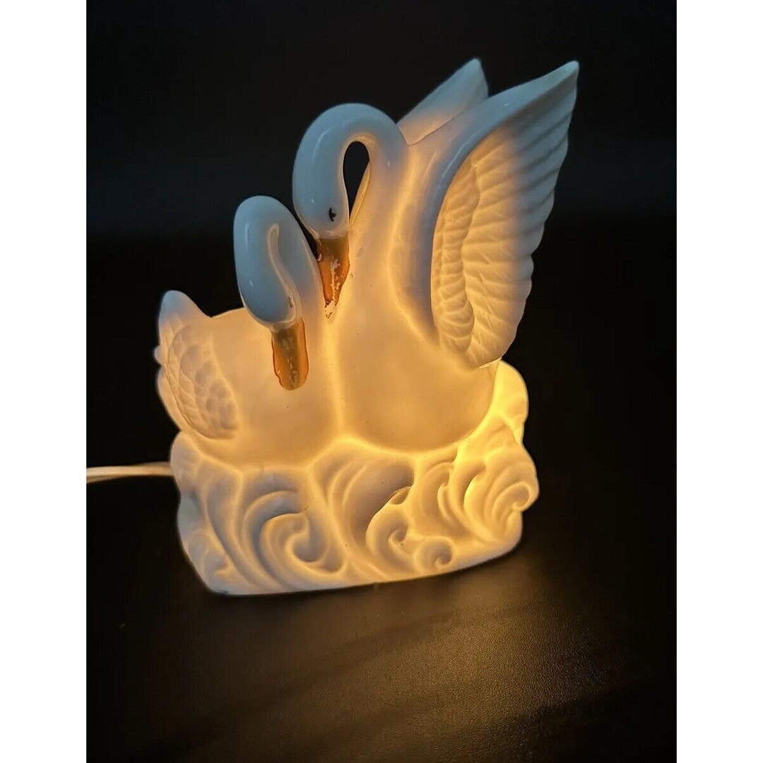 Vintage Porcelain I W Rice Swan Electric Lamp Night Light - Etsy