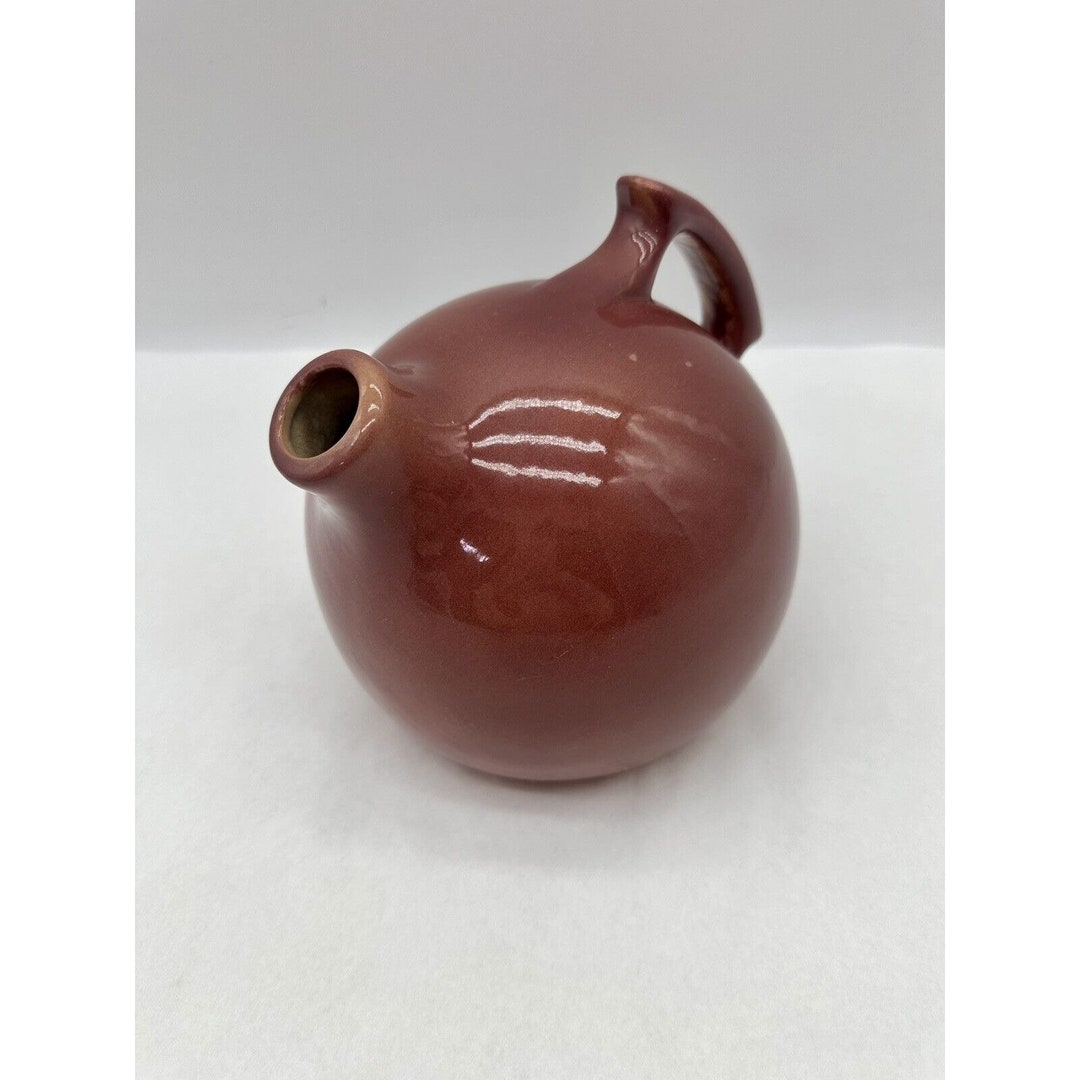 Vintage 1930s Red Wing Pottery Rumrill Tilt Ball Pitcher Red Burgundy ...
