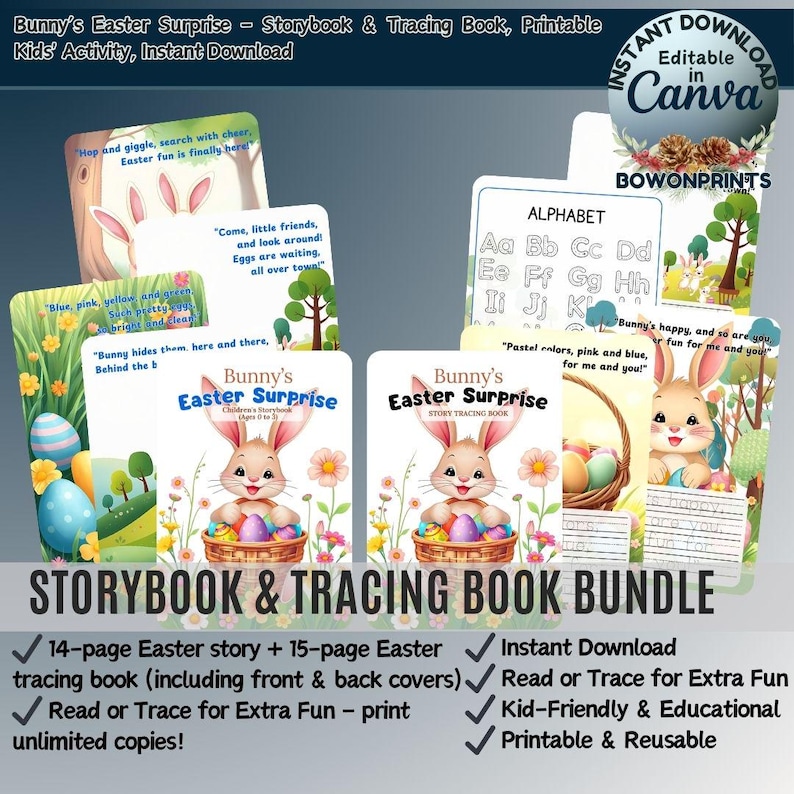 Bunny’s Easter Surprise – Storybook & Tracing Book, Printable Kids ...