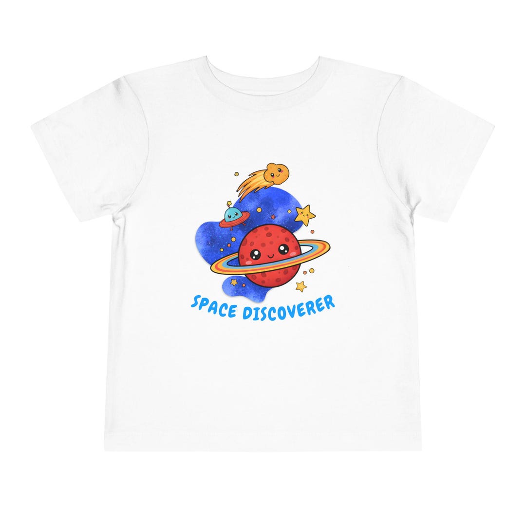 Space Discoverer Toddler Tee | Red Planet UFO Comet Cartoon Nebula - Etsy