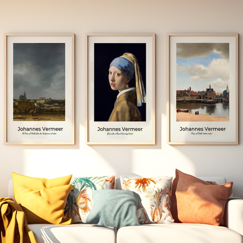 Johannes Vermeer Print, Set of 4 Prints, Vermeer Famous Paintings, Fine ...