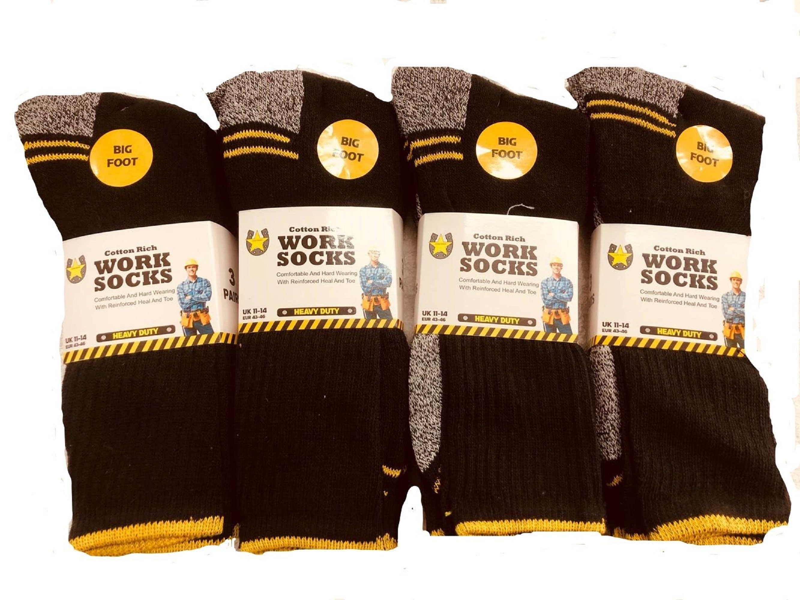 Men Big Foot Heavy Duty Thick Work Boot Socks Size 11-14 for Large Feet ...