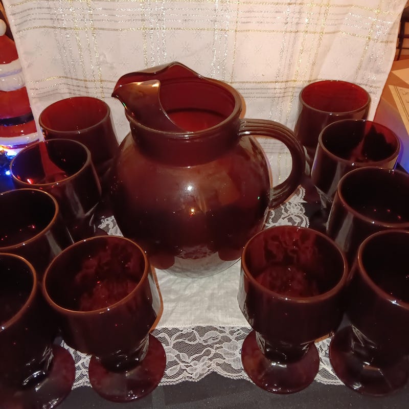 Red Depression Glass - Etsy