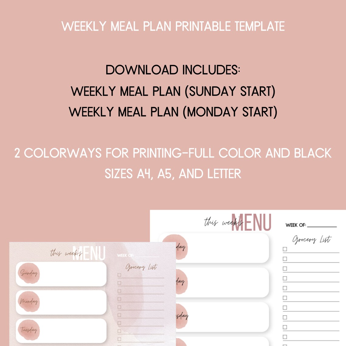 Printable Weekly Meal Planning Template pink Watercolor Etsy printable-weekly-meal-planning-template-pink-watercolor-etsy