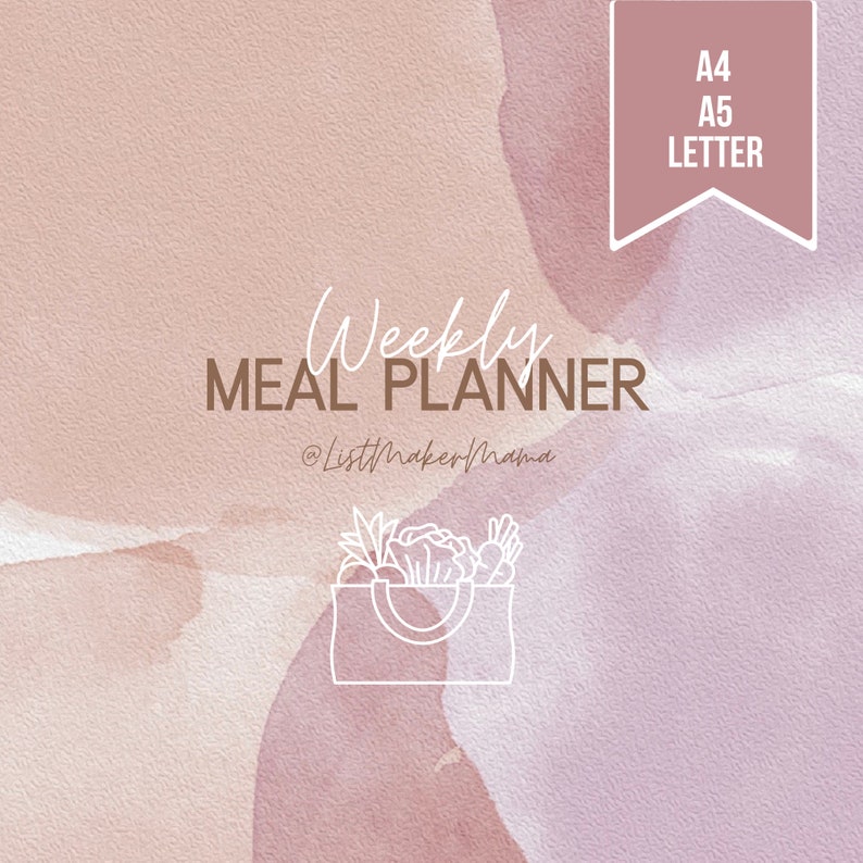 Printable Weekly Meal Planning Template-pink Watercolor - Etsy