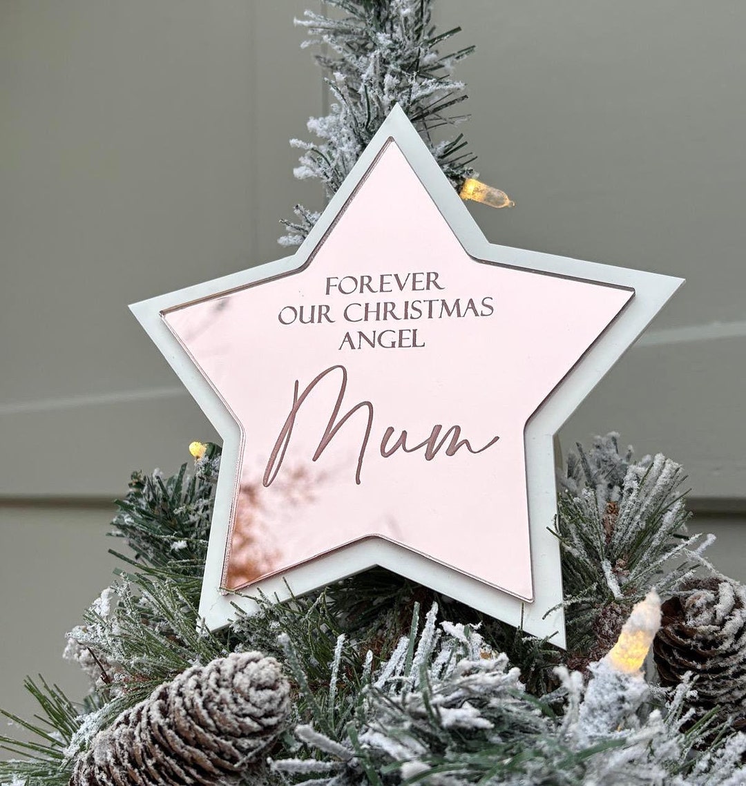 Mum in Loving Memory Christmas Tree Topper Angel Star, Memorial Tree ...