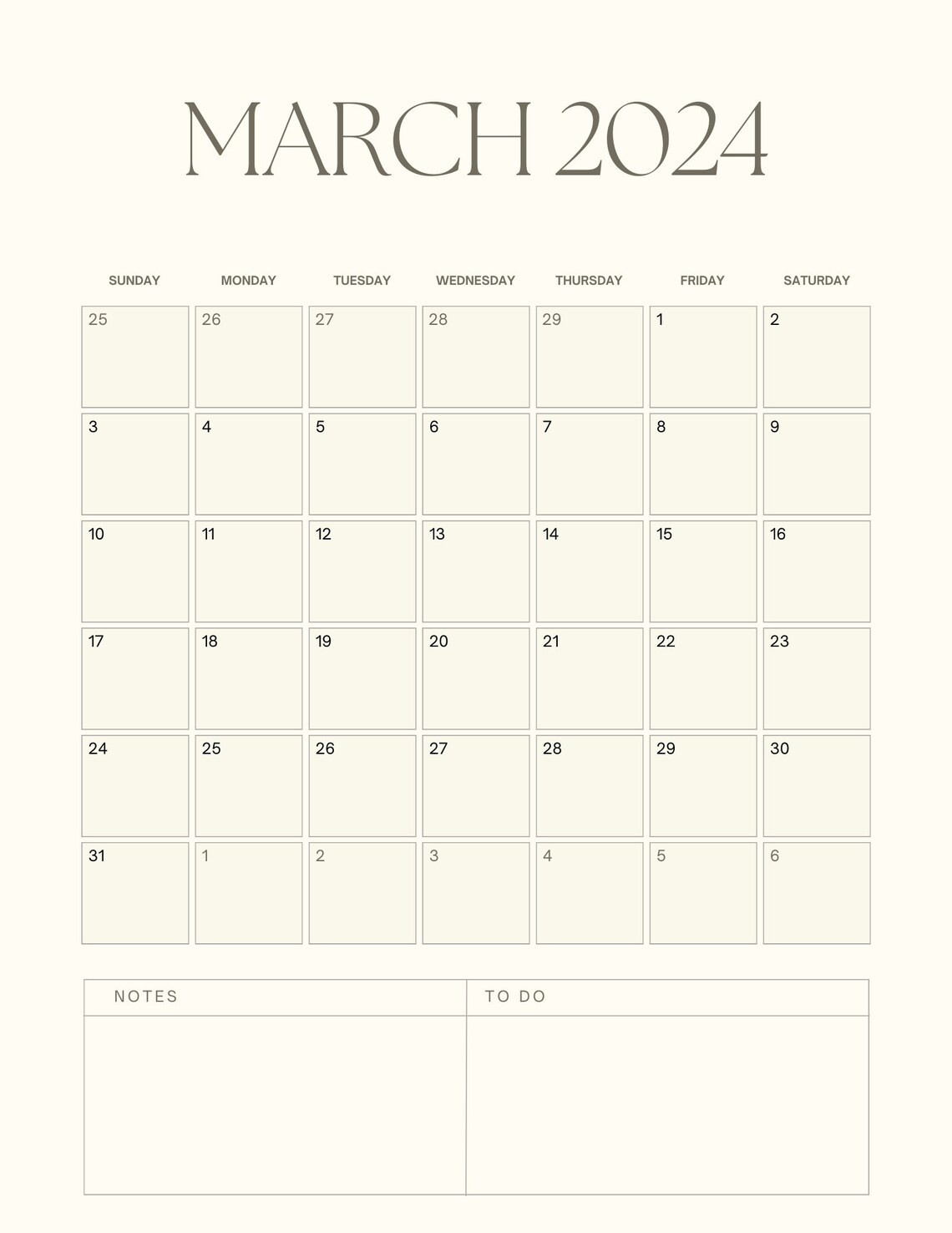 Simple and Minimal Monthly Printable Planner 2024 Calendar Printable - Etsy