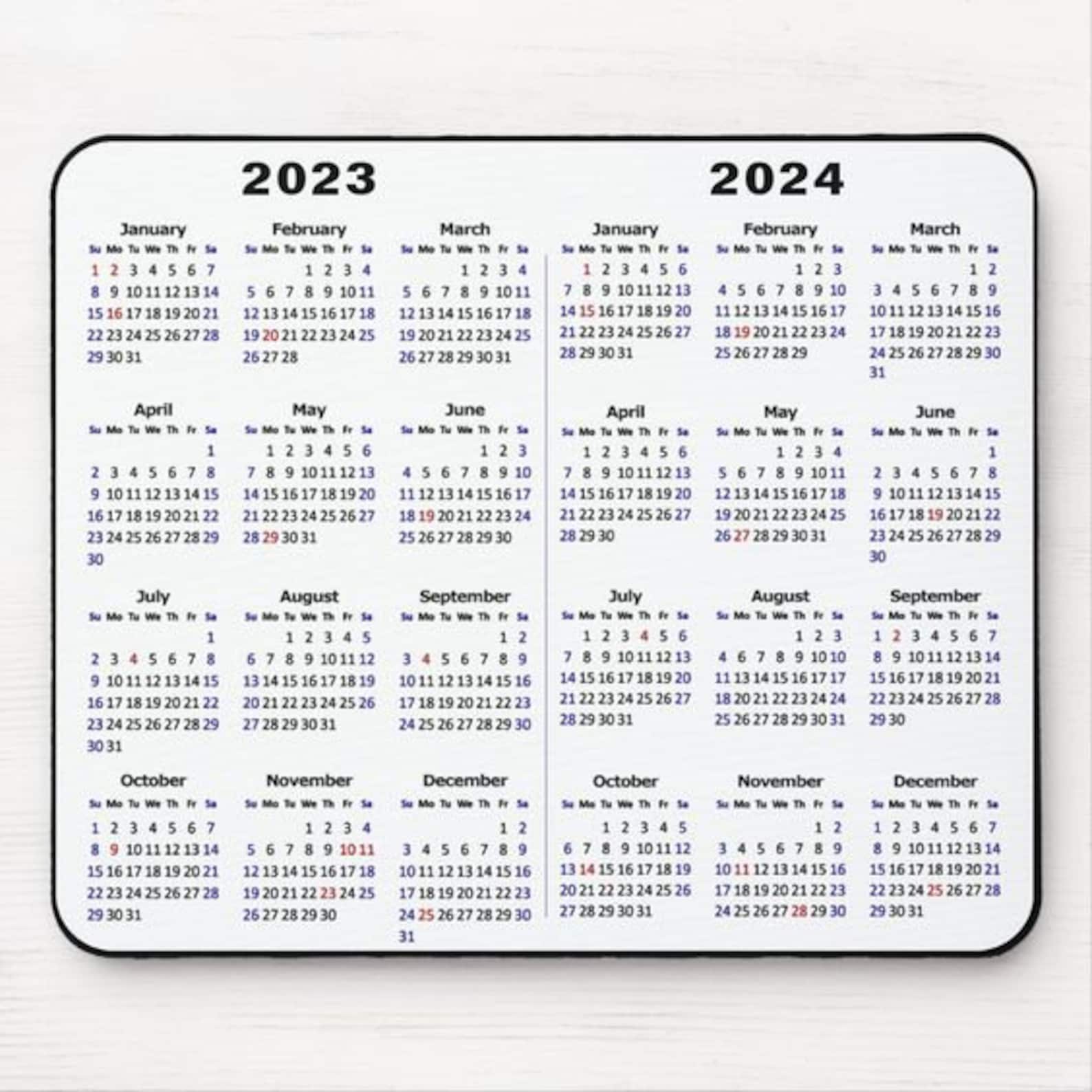 2023 - 2024 Calendar Minimalist 2 Year Calendar - Etsy