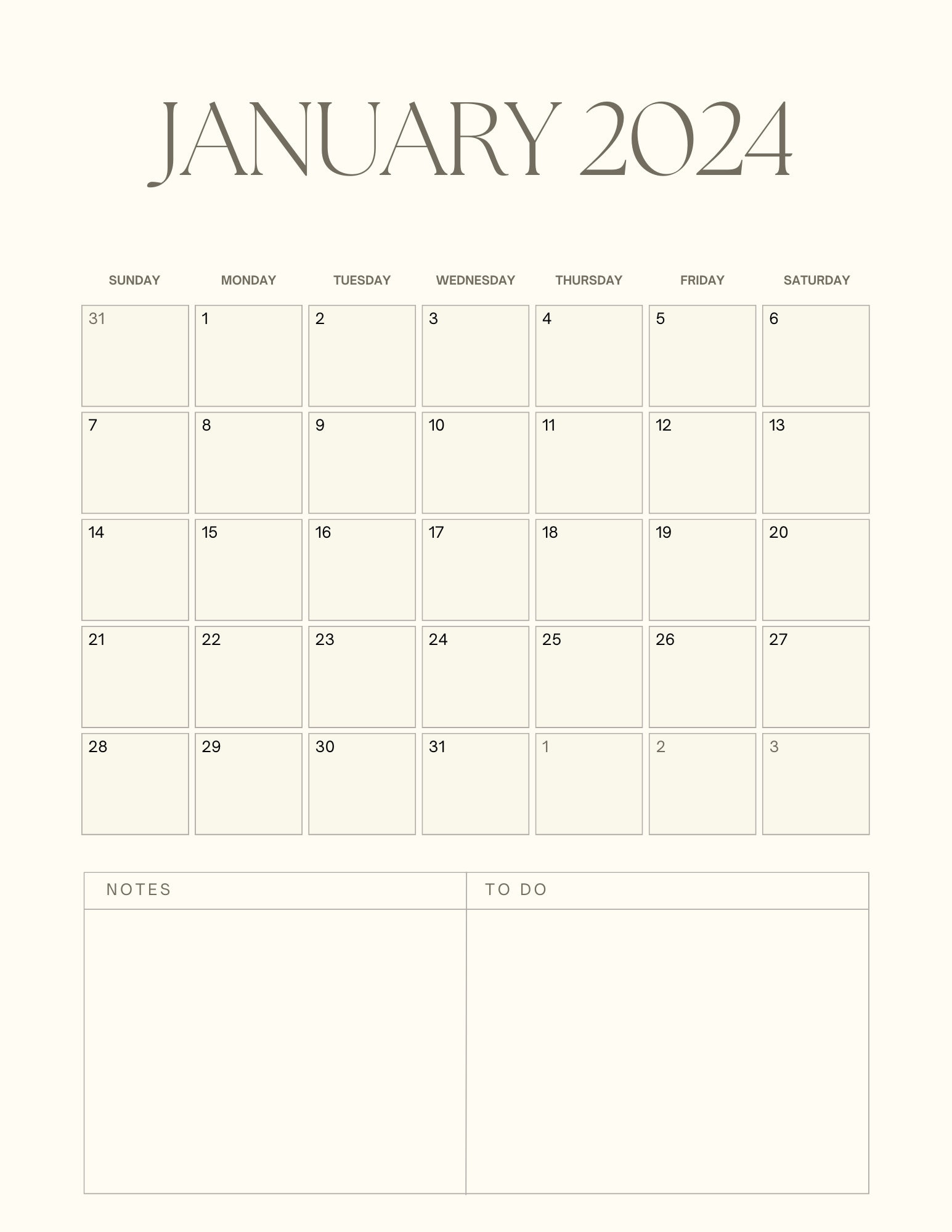 Simple and Minimal Monthly Printable Planner 2024 Calendar Printable - Etsy