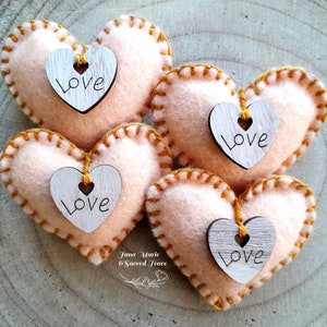 Pocket Hug Soft Felt Heart Wooden Heart Handsewn Stress Reliever ...